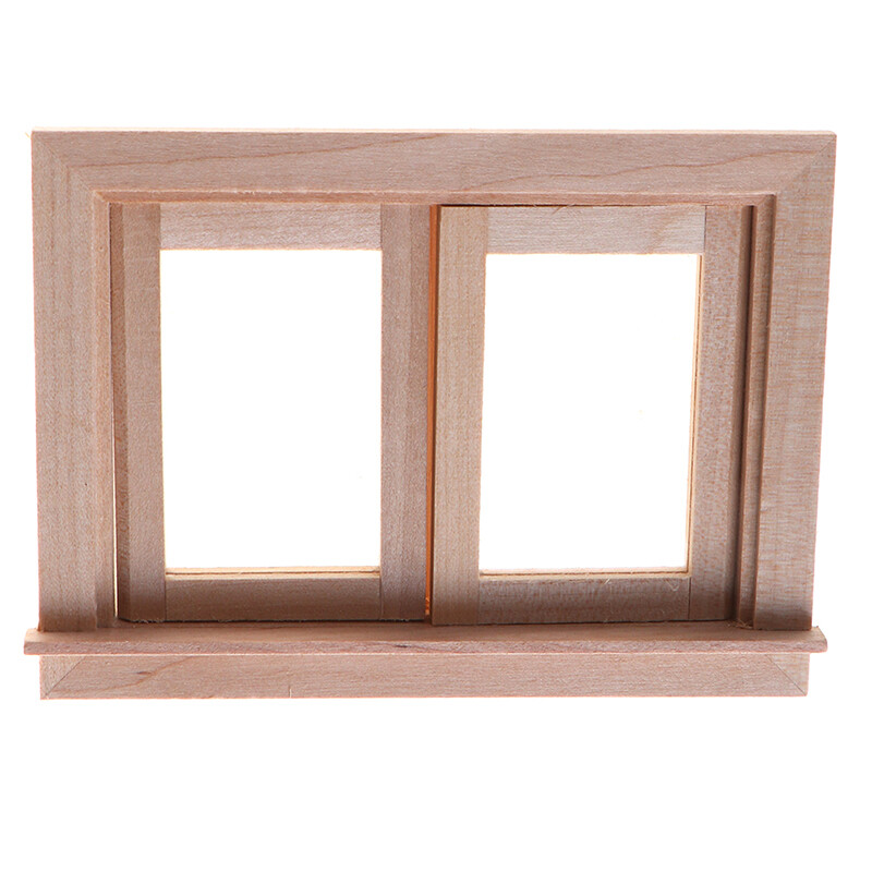 1/12 Dollhouse Miniature Wood 2 Pane Window Frame DIY Furniture ...