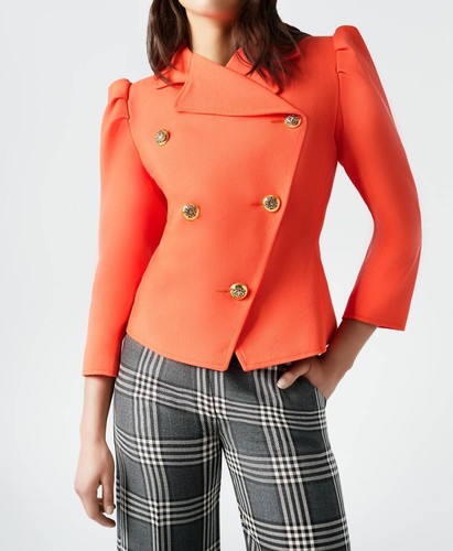 Smythe db box pleat jacket neon coral in Orange - size 10 | eBay