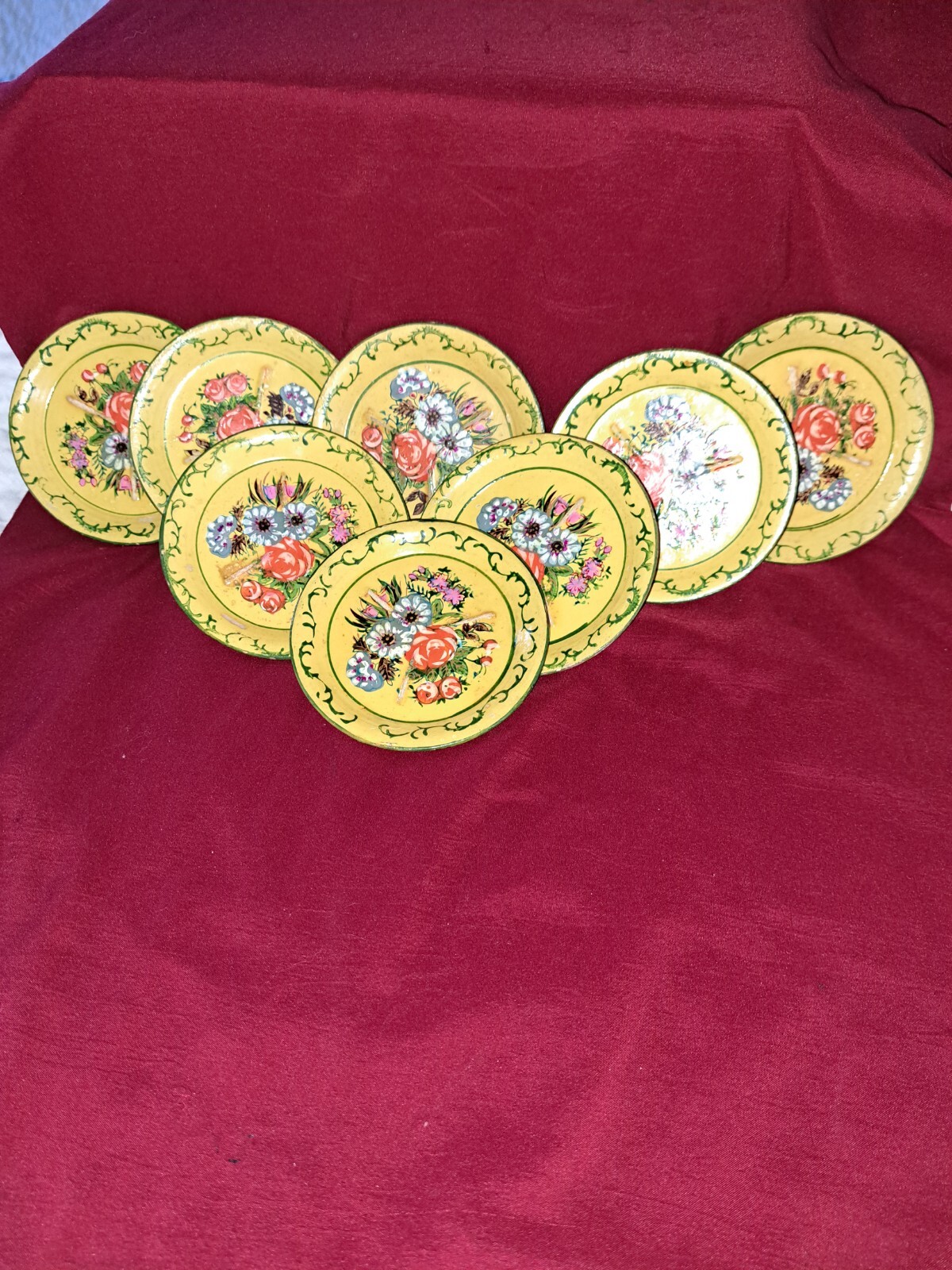 Vtg Hand Painted Coaster Lot Of 8, ISCO Alcohol Proof "Made In Japan ...