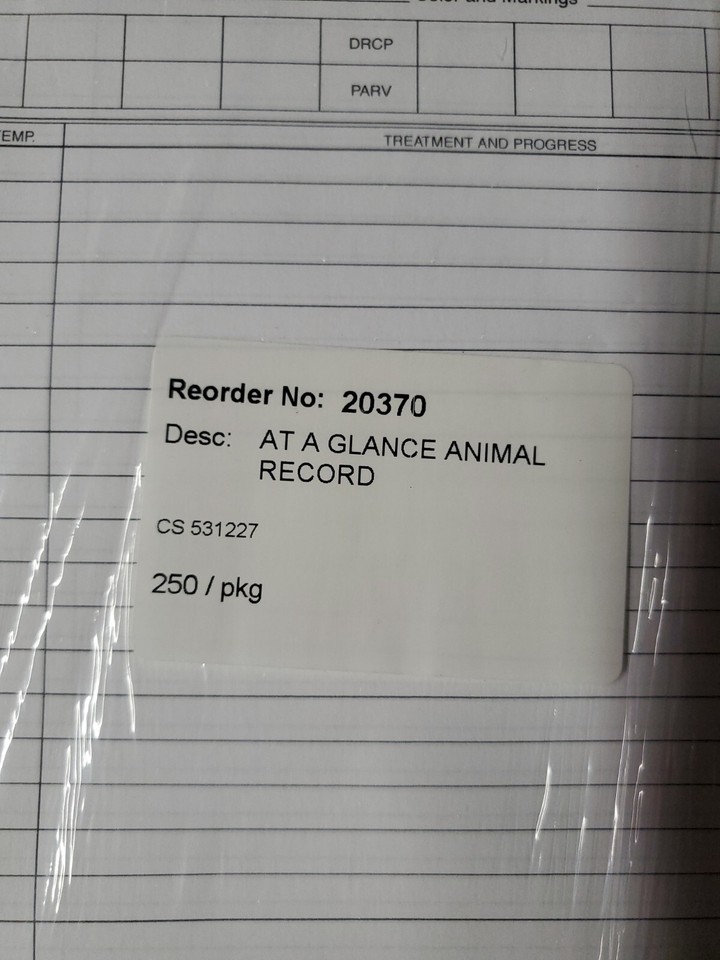 Quill Medical Arts Press® Animal Patient Record, Vaccination Chart ...