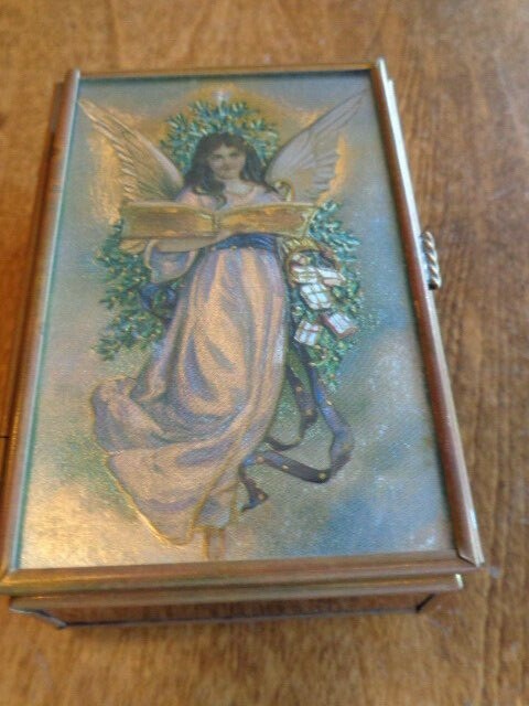 VIA VERMONT STAINED GLASS ANGEL TRINKET BOX 1993 THOMAS CATHEY ...