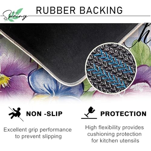 Spring Summer Floral Flower Kitchen Rugs Set of 2, Just Bloom Gather ...