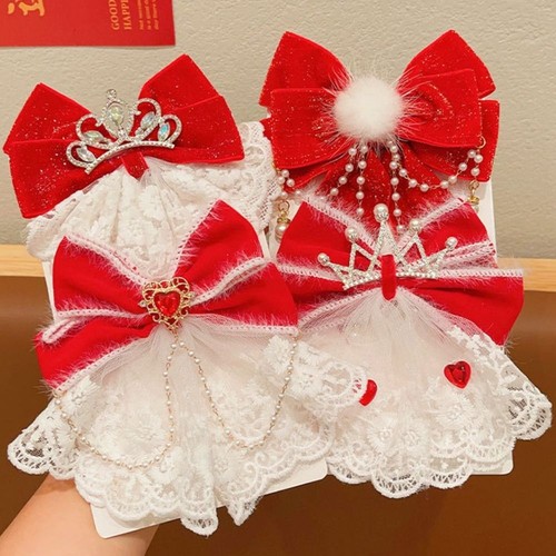 Crystal Children Red Hairpin Crown Red Bow Hairpin Baby Headwear ...