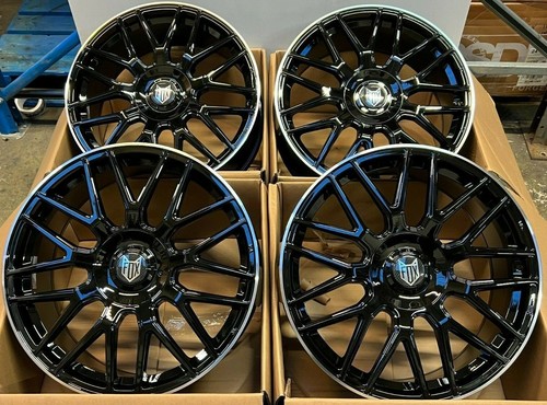 19" FOX RACING VR3 ALLOY WHEELS BLACK MACHINED LIP FIT MERCEDES C ...