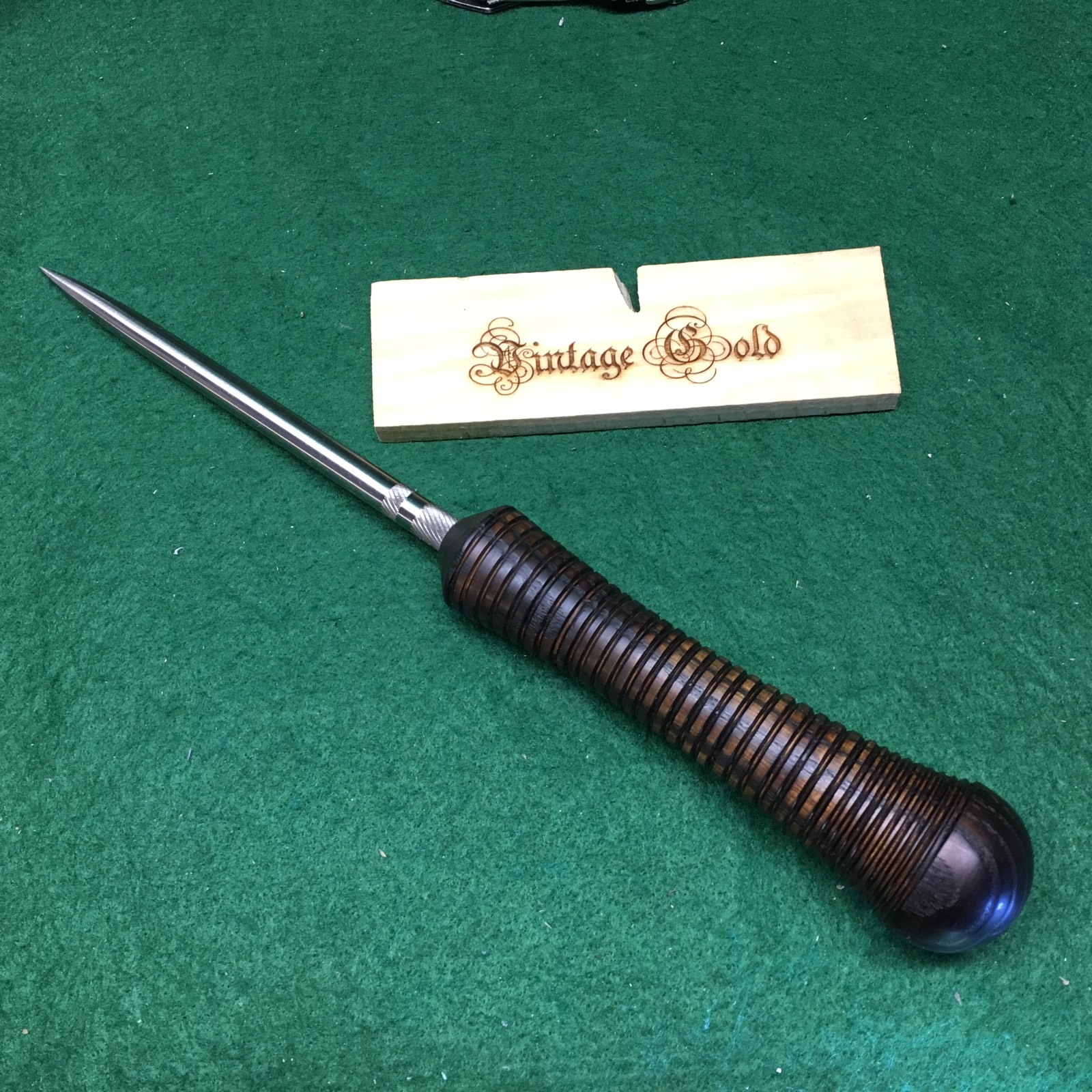 Vintage Gold Blacksmith Custom Ice Pick Canning Awl Tool Custom Ash ...