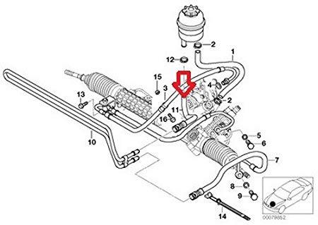 BMW E46 Power Steering Return Line Hose (Cooler to Reservoir) GENUINE ...