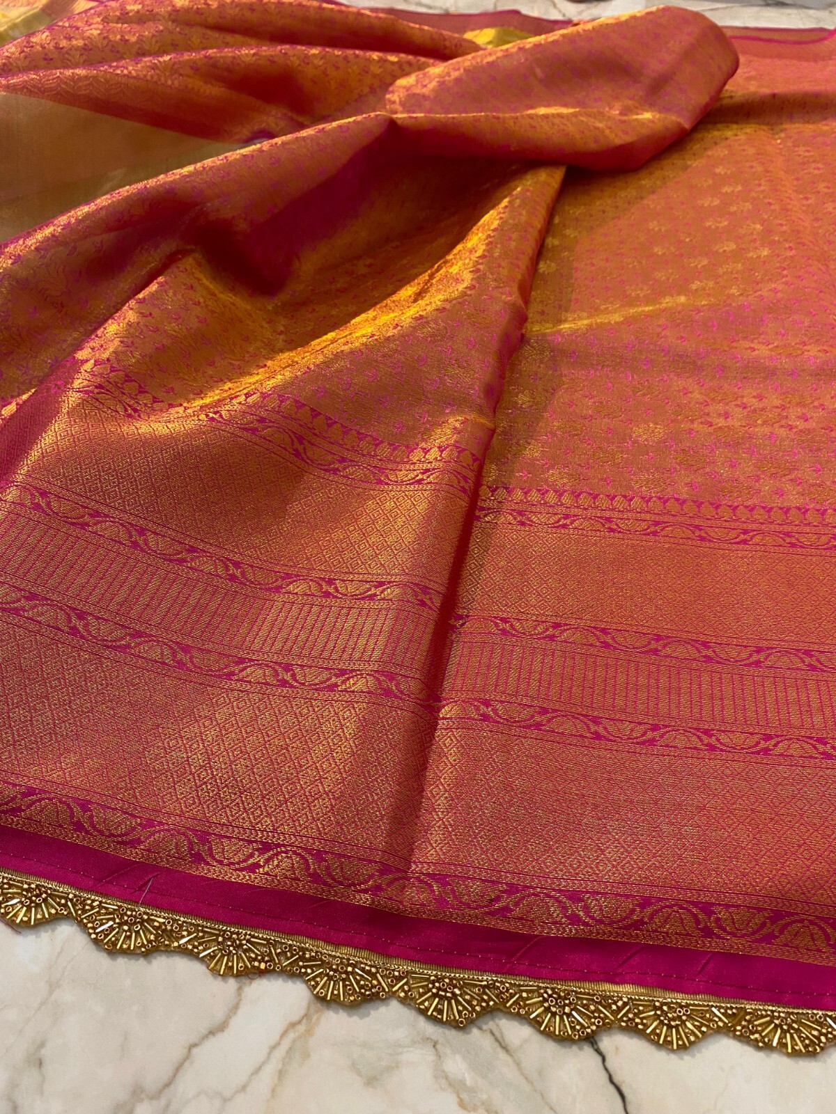 Banarasi Tissue Waskat Tanchui Silk Saree, Heavy handwork Lace Brocade ...