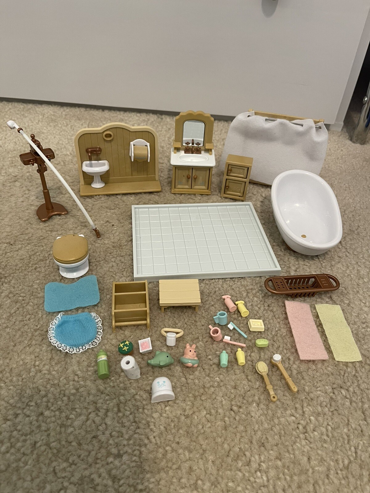 calico critters furniture deluxe bathroom set | eBay