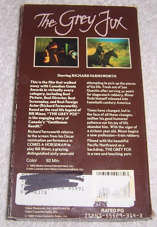 The Grey Fox VHS Video Richard Farnsworth 13132907703| eBay