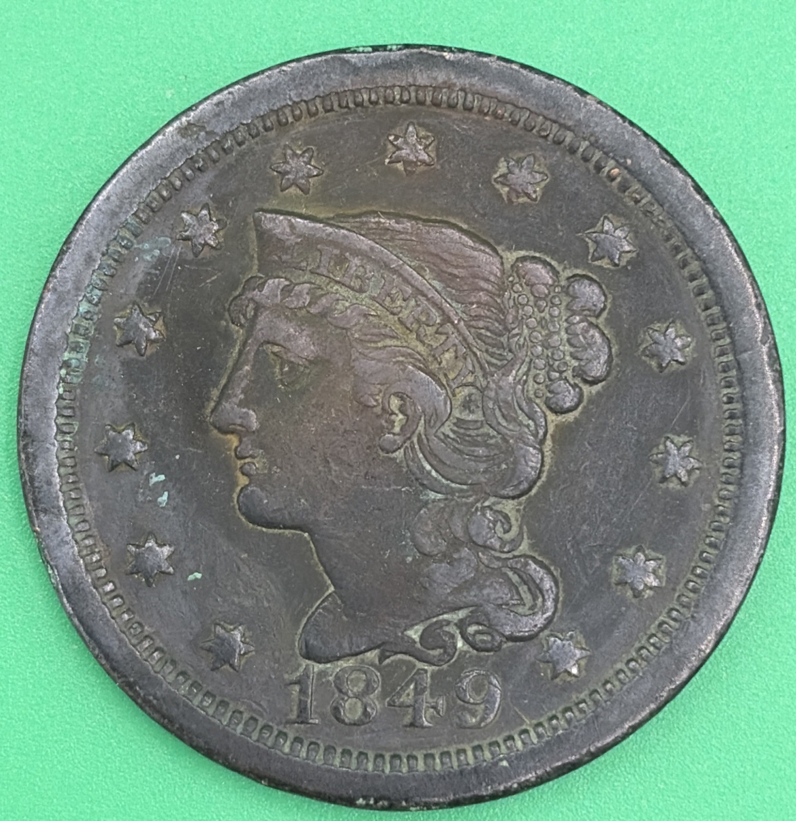 1849 Braided Hair Large Cent XF,Extra Fine Rating via CoinSnap Fast ...