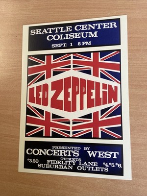 Led Zeppelin 1970 Seattle Concert Flyer A4-Sized High Quality Carded ...
