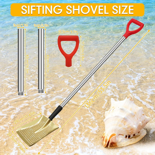Sifting Shovel, Heavy Duty Metal Sand Sifter for The Beach, 53.5" Long ...