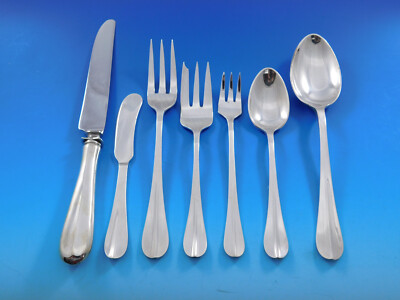 Queen Anne by Tuttle Sterling Silver Flatware Set for 12 Service 83 pcs ...