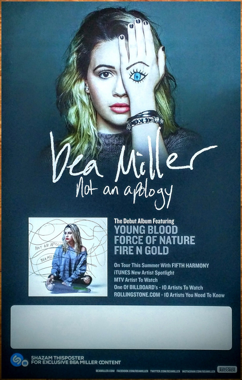 BEA MILLER Not An Apology Ltd Ed New RARE Tour Poster +BONUS Pop Rock ...