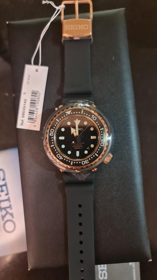 SEIKO SBDX014G MARINEMASTER Emperor Tuna Watch 8L35 Rose Gold Titanium ...
