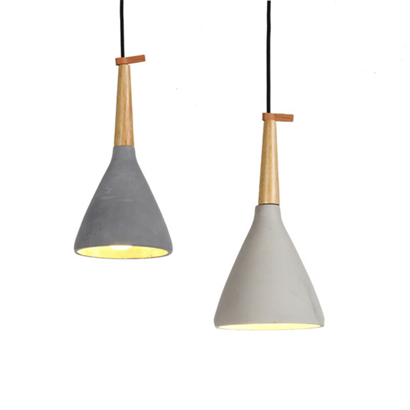 Timber Raw Concrete Bell Shaped Pendant Light | eBay