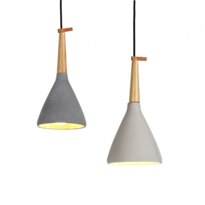 Timber Raw Concrete Bell Shaped Pendant Light | eBay