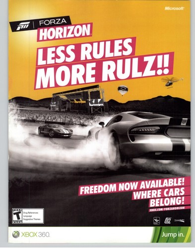 Forza Horizon Xbox 360 Racing Video Game Art 2013 Magazine Print Ad ...