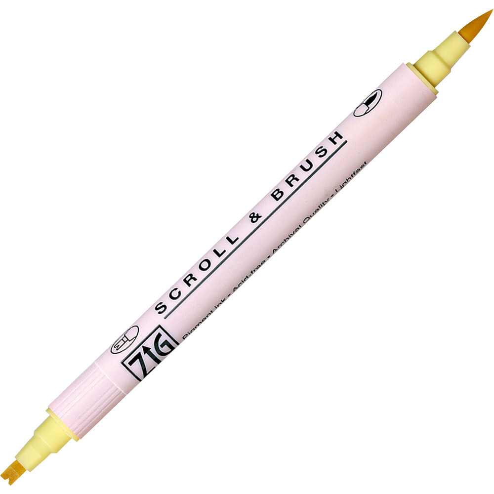 Zig Memory System Scroll and Brush Dual Tip Marker, Butter | eBay