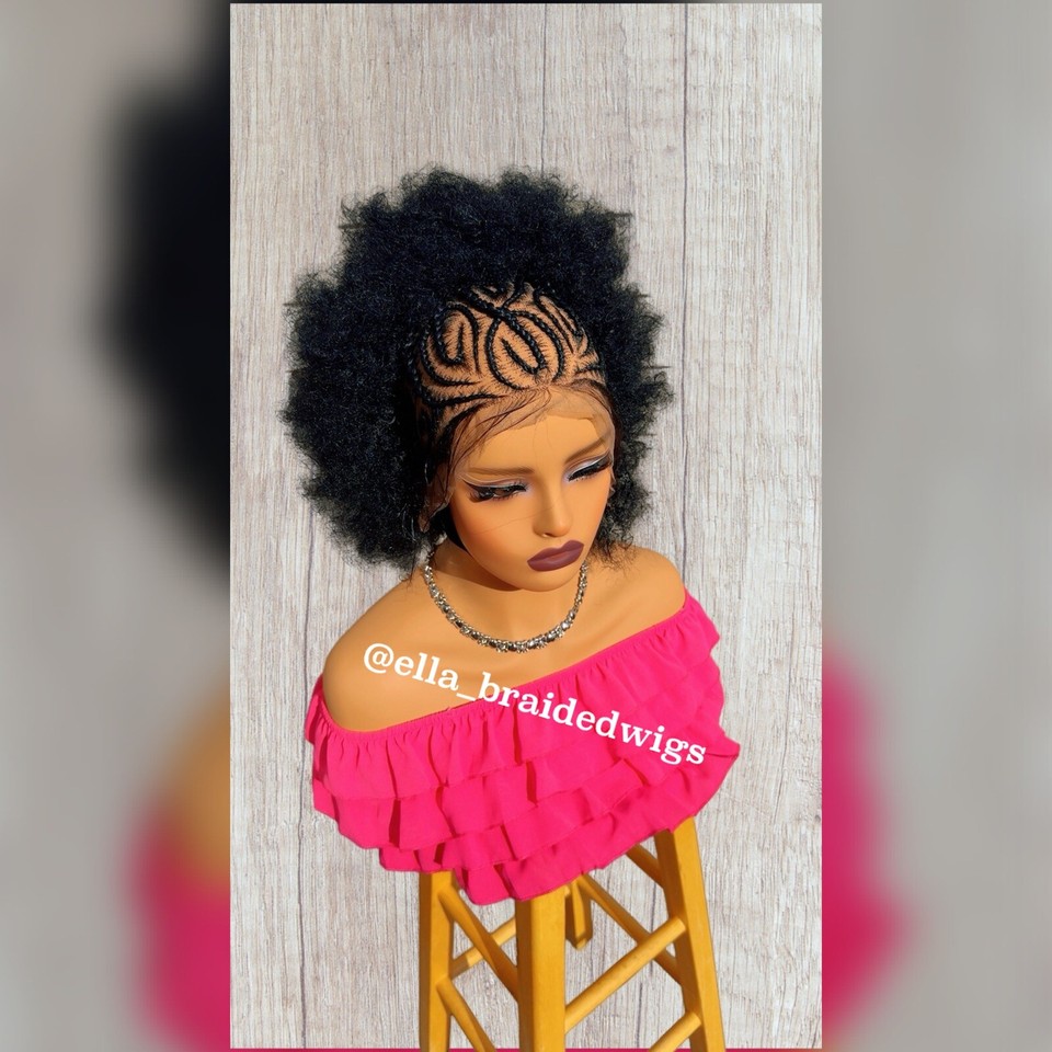 Ready To Ship Afro Kinky Conrow Front Conrow Wig Braided Wigs For Black ...