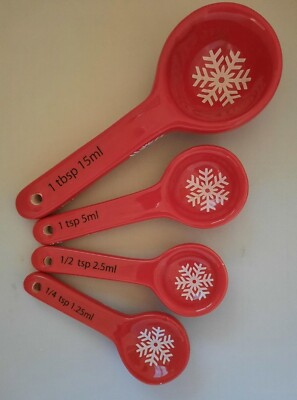 Red Snowflake Christmas Holiday Measuring Spoons | eBay