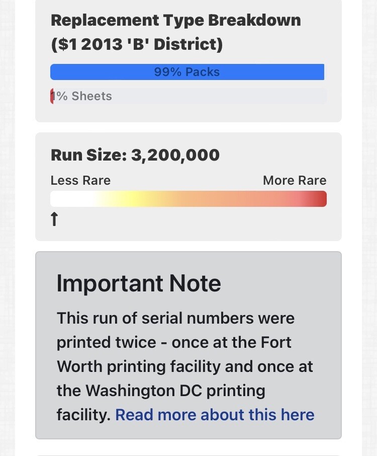2013 $1 Star Note Duplicate B series Multiple Error Printing over ink ...