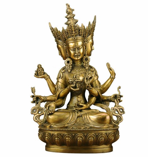 antique Tibetan Bronze3 face Vajra God Ushnishavijaya Namgyalma Buddha ...