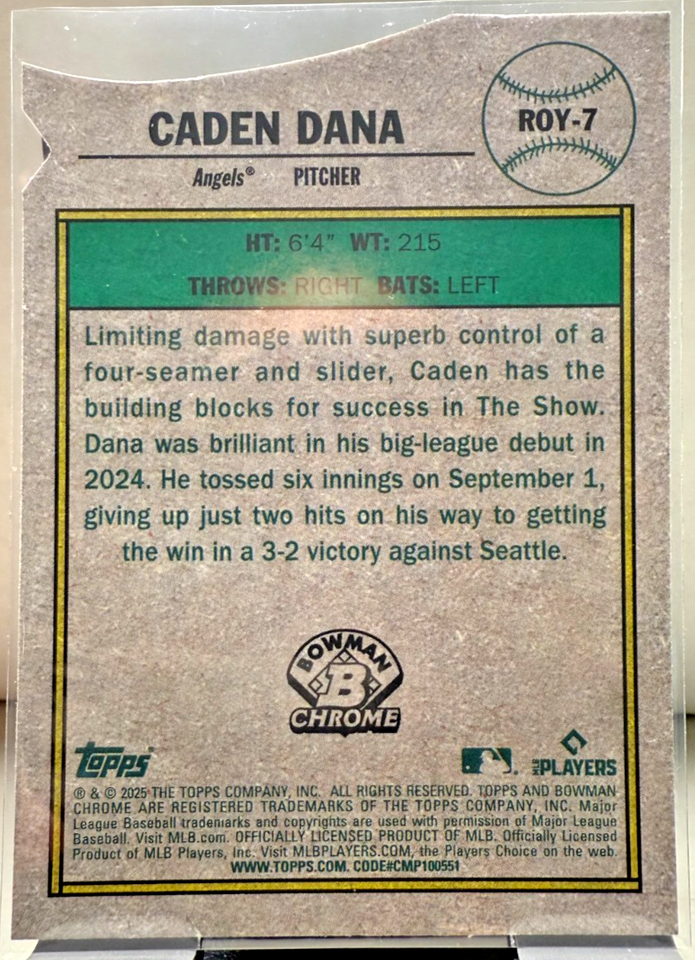 2025 Bowman - Rookie of the Year Favorites Caden Dana #ROY-7 (RC) | eBay