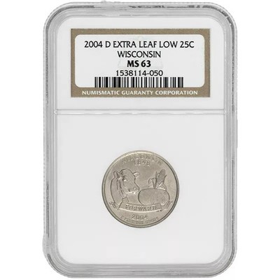 2004 D Wisconsin State Quarter - Extra Leaf Low - NGC MS63 | eBay
