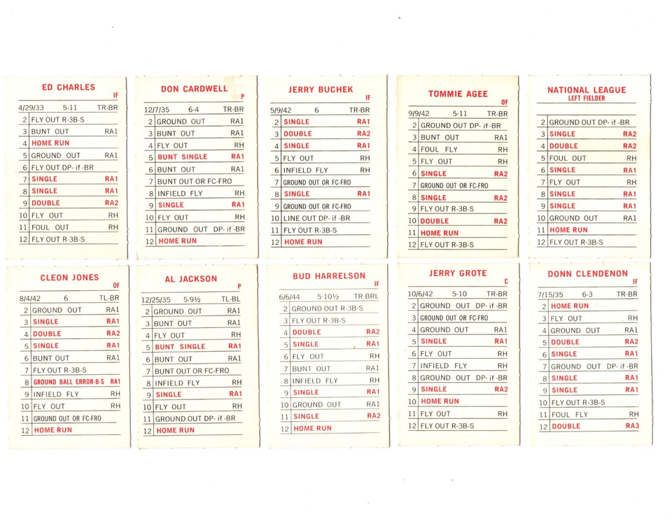 1969 Milton Bradley NEW YORK METS complete team set 16 cards VG/EX EX ...
