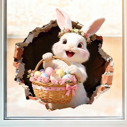 Easter Bunny Wall Stickers, Cute Easter Egg Window Sticker B4C2 | eBay UK