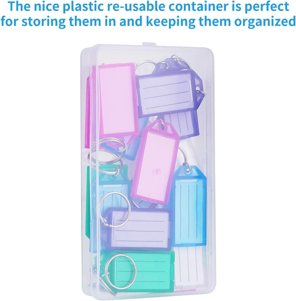 Key Tags Container 16/20 Pack Plastic Keys Labels Ring Label Window 5 ...