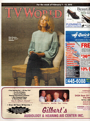 TV WORLD Magazine Feb. 7 2016 Ellen Pompeo Grey's Anatomy Eva Longria ...