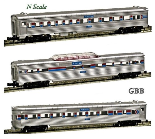 N 1:160 Scale AMTRAK 3 Car Passenger Set MODEL POWER New 3033, 3043 ...