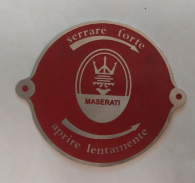 Data plate ID Maserati Sign Radiator Cap Mistral Sebring 3500 ...