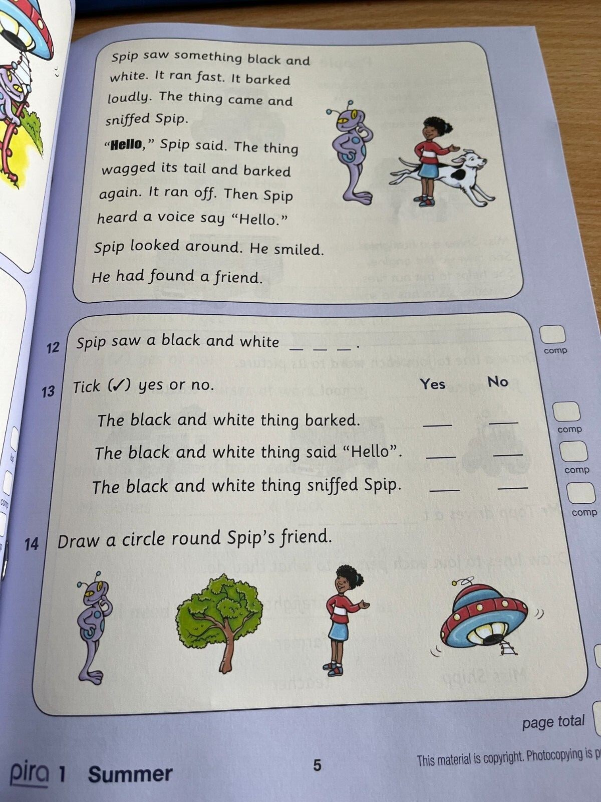 PIRA (PROGRESS IN READING ASSESSMENT) YEAR 1 SUMMER. SEE ITEM ...