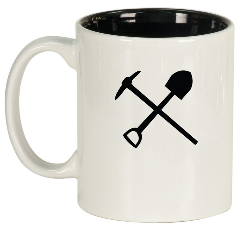11oz Ceramic Coffee Tea Mug Glass Cup Shovel Pick Miner Mining Tools | eBay