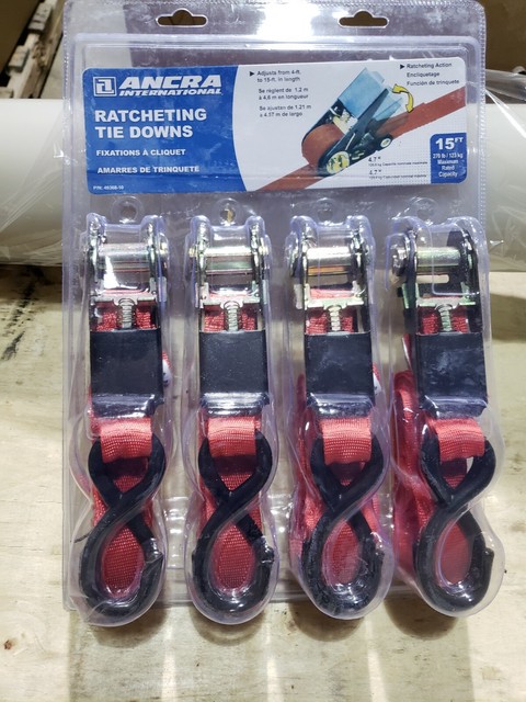 Ancra 49368-10 Ratchet Tie Down Strap 4 Pack 180 In. With S Hook for ...