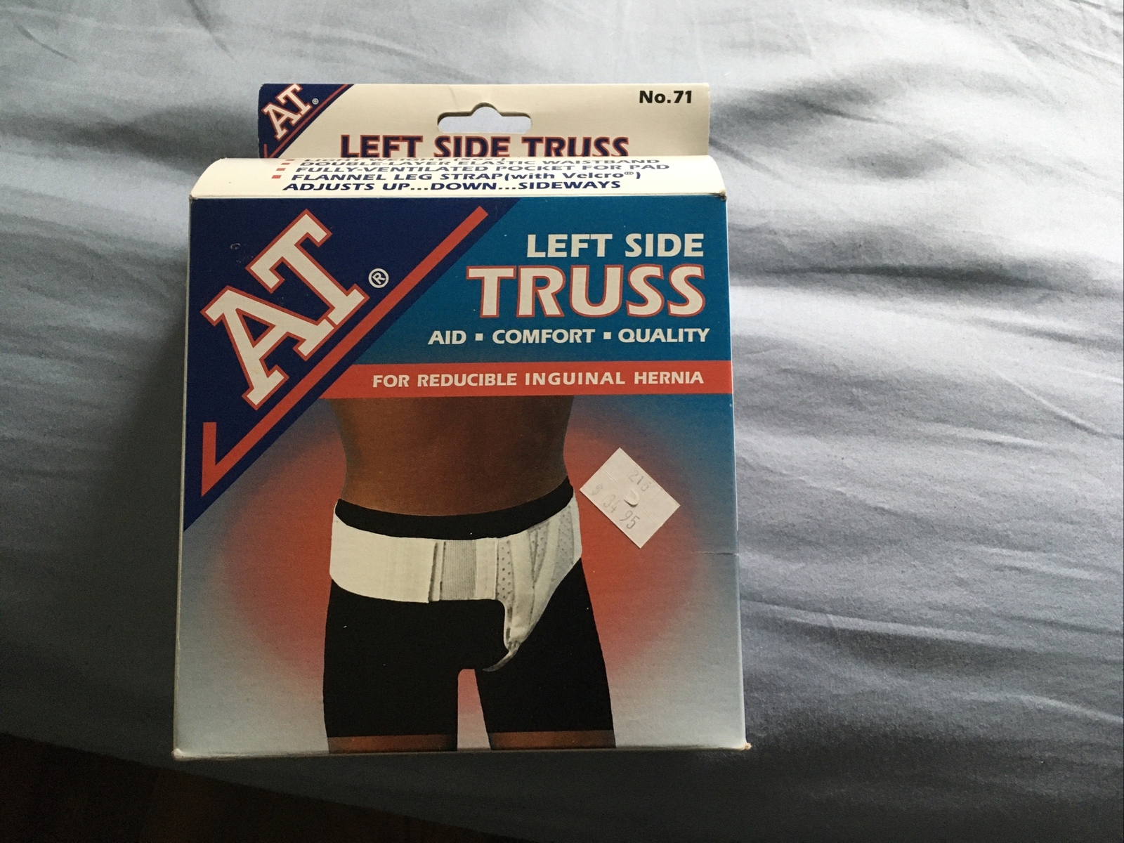 AT Left Side Inguinal Hernia Truss Support Strap White Groin Belt with ...