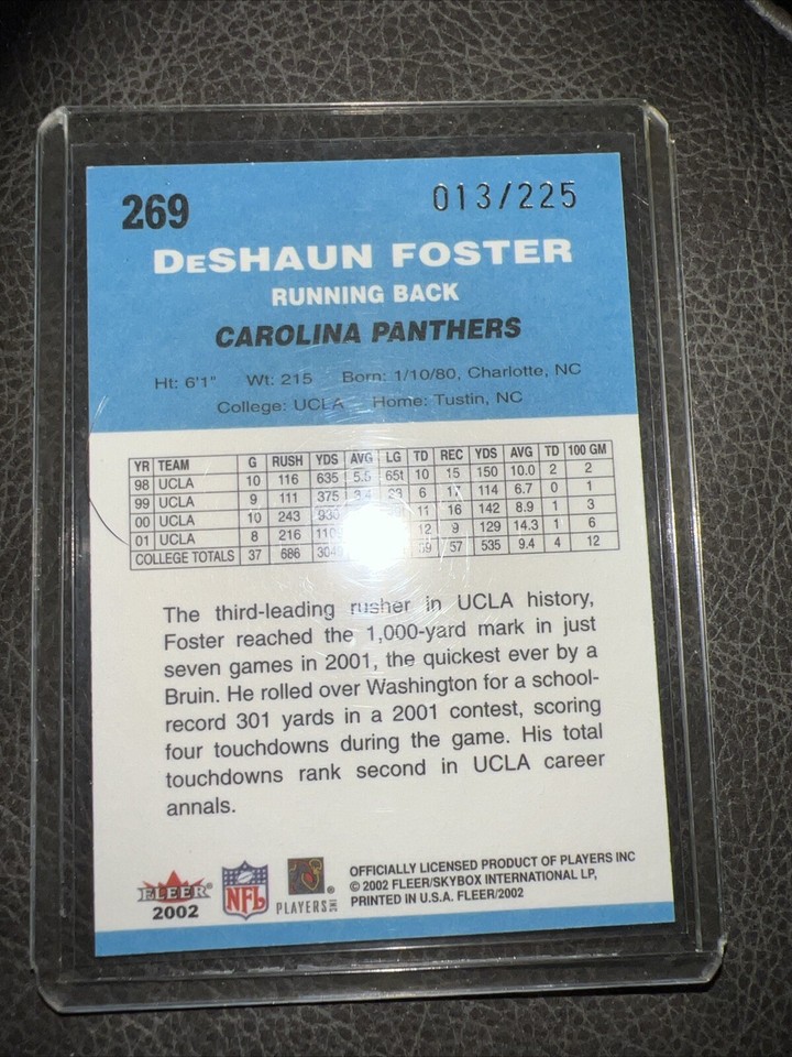 2002 Fleer Tradition Tiffany /225 DeShaun Foster #269 Rookie RC | eBay