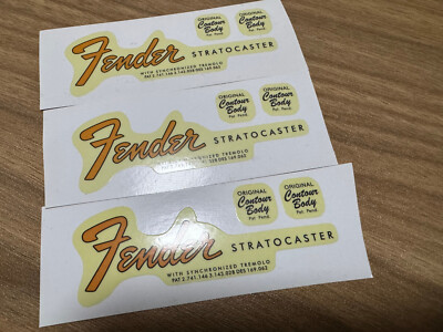3Pcs FENDER STRATOCASTER Guitar Retro UV Transfer Headstock RAISED ...