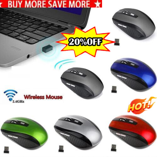 2.4GHz Cordless Wireless Optical Mouse Mice Laptop PC Computer+USB ...