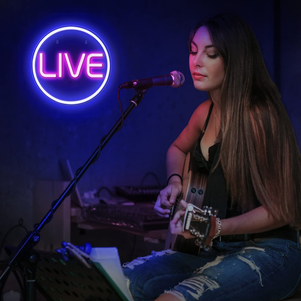 Live Neon Sign - Blue&Pink LED On Air Light for Streamers/Influencers ...