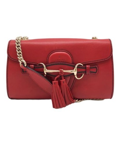 GUCCI Emily Chain Shoulder Bag Hose Bit Red 283063 | eBay