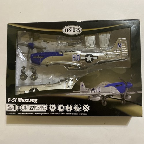 Testor P-51 Mustang 1:48 Scale 27 Piece Model Kit New Airplane Military ...