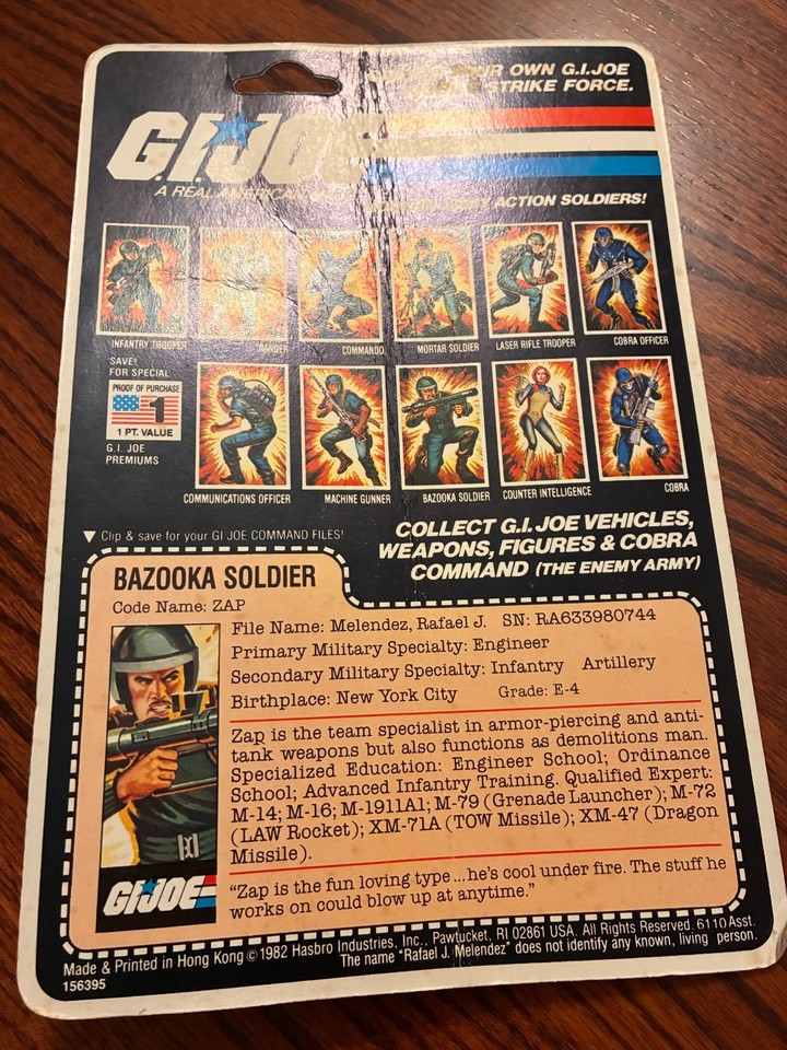 Gi joe Zap Bazooka Soldier 1982 | eBay