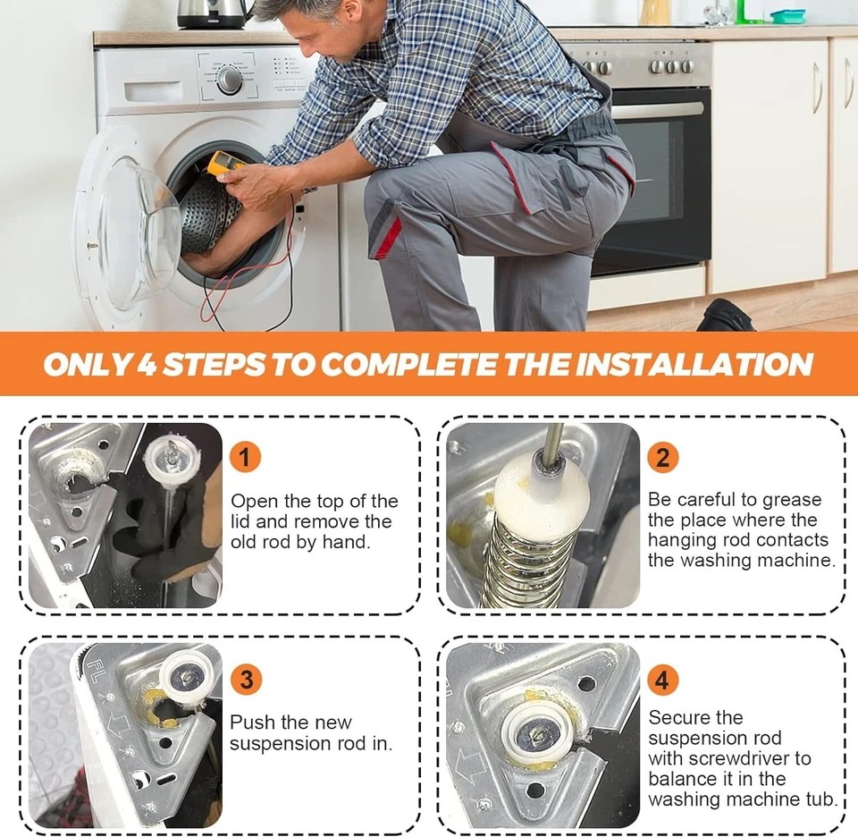 4 DC9705280W Washer Suspension Spring Kit for Samsung DC97-16350U ...