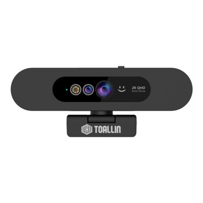 TOALLIN 2K QHD Fixed Focus Windows Hello Webcam Built‑in Mic No Need ...