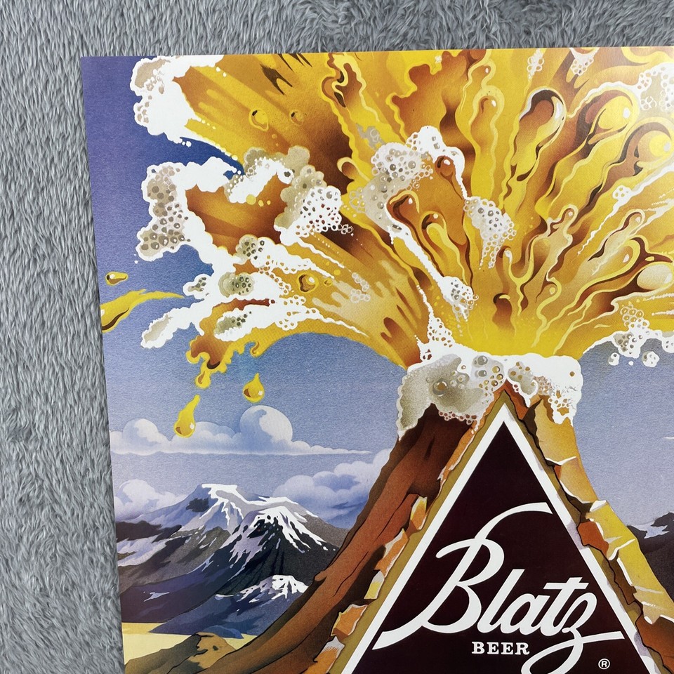 Blatz Beer Poster Vintage ©1982 Volcano Of Beer Eruption Ad Man Cave ...