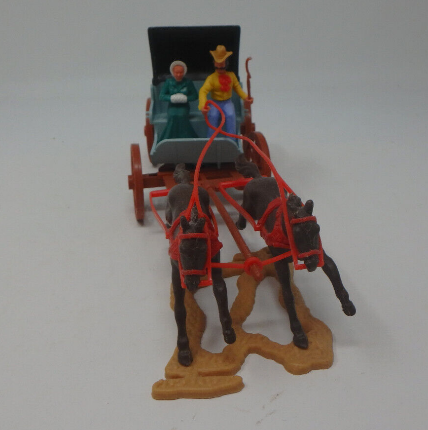 Series 3, Timpo Swoppet Western Buggy Dark Brown Horses & Red Livery ...